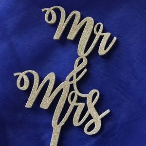 Party Supplies | Mr And Mrs Gold Glitter Cake Topper | Poshmark